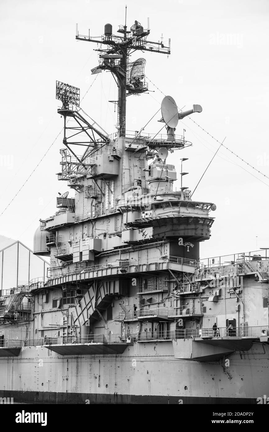 NEW YORK, USA - Apr 29, 2016: Aircraft carrier USS Intrepid fought in ...