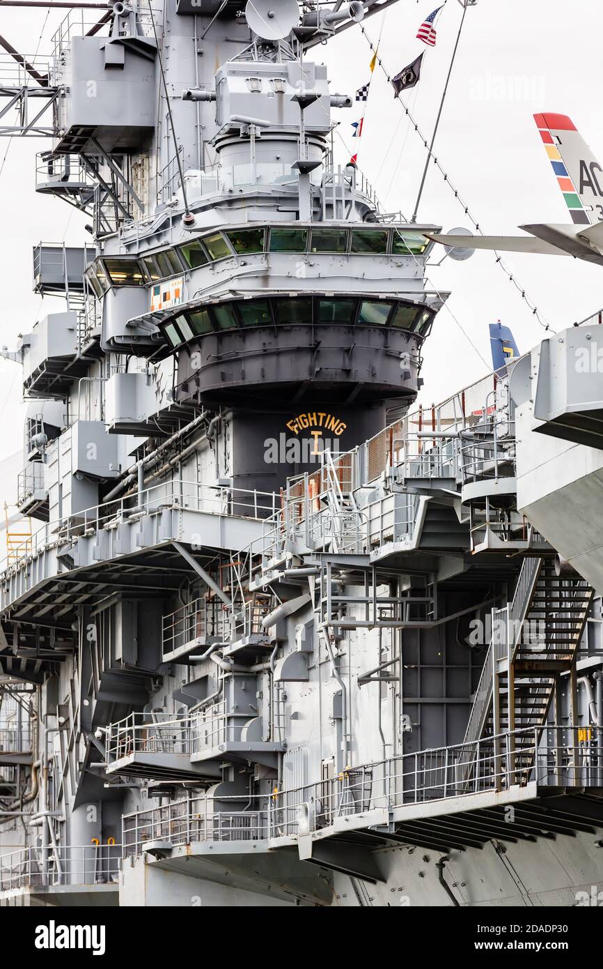 NEW YORK, USA - Apr 29, 2016: Aircraft carrier USS Intrepid fought in ...