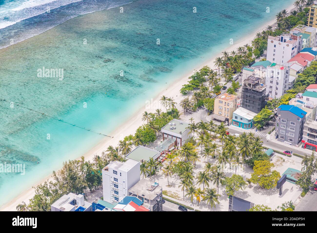 Aerial top view Male capital, Maldivian capital view from above, Male ...