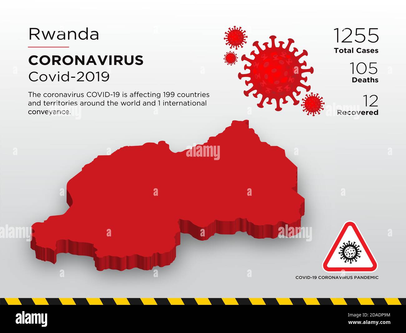 Rwanda Affected Country 3D Map of Coronavirus Disease Design Template ...