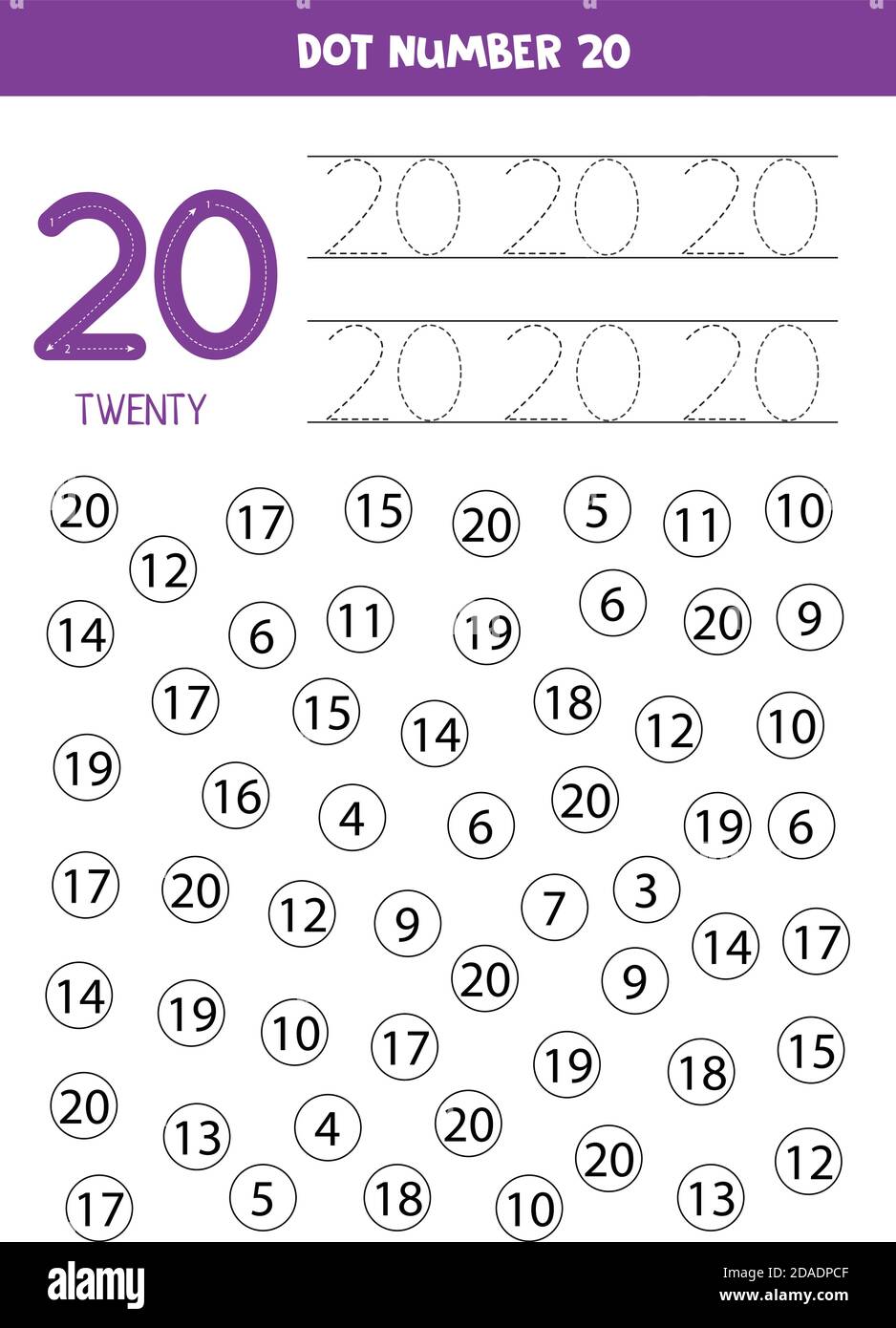 Find and color number 20. Math game for kids Stock Vector Image & Art ...