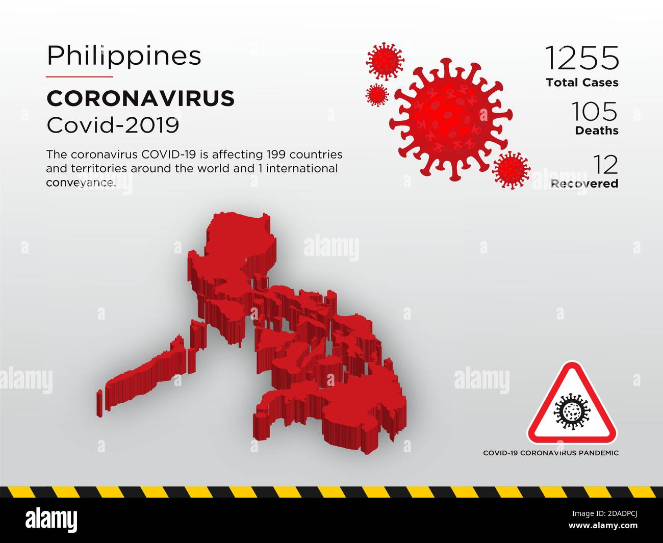 Philippines Affected Country 3D Map of Coronavirus Disease Design ...