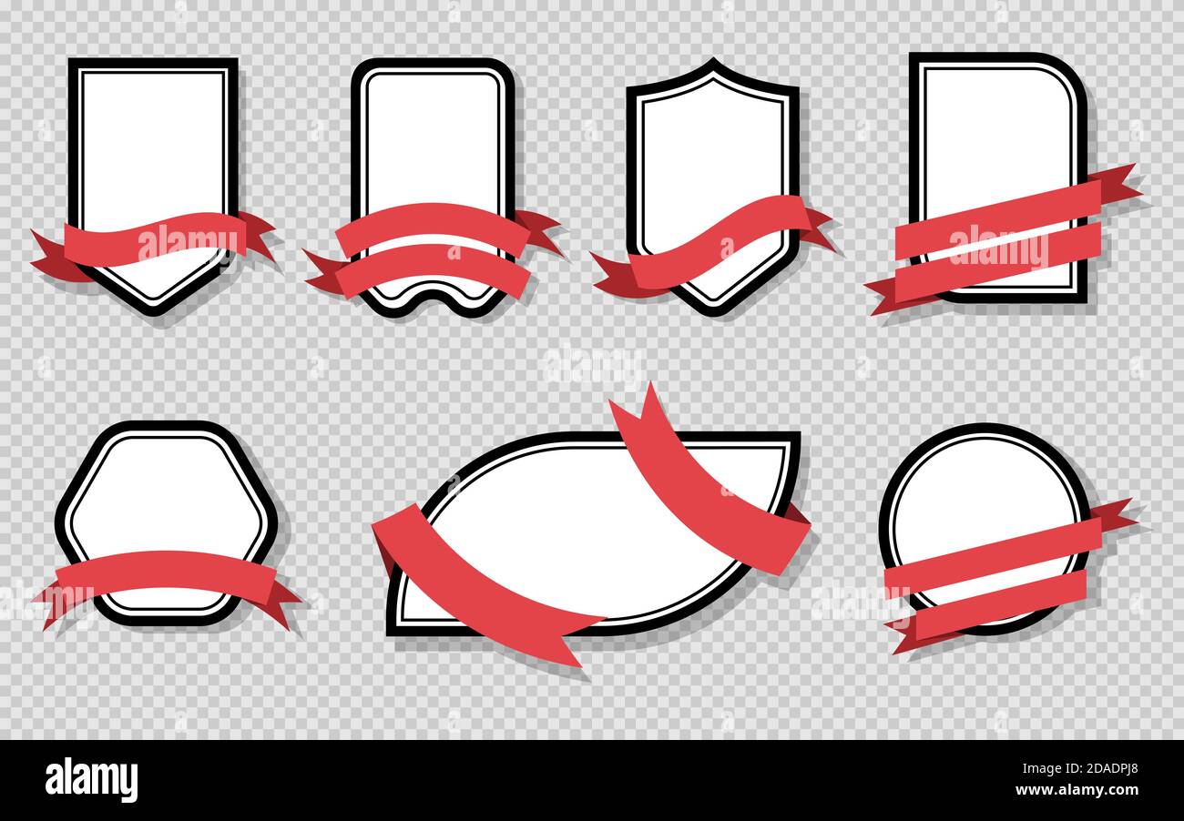 Set of curly frames with ribbons on a transparent background. EPS 10 ...