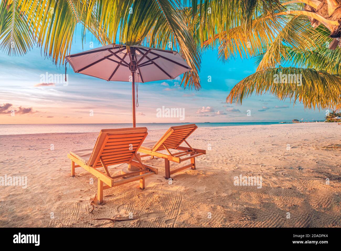 Tranquil beach scene. Exotic tropical beach landscape. Beautiful ...