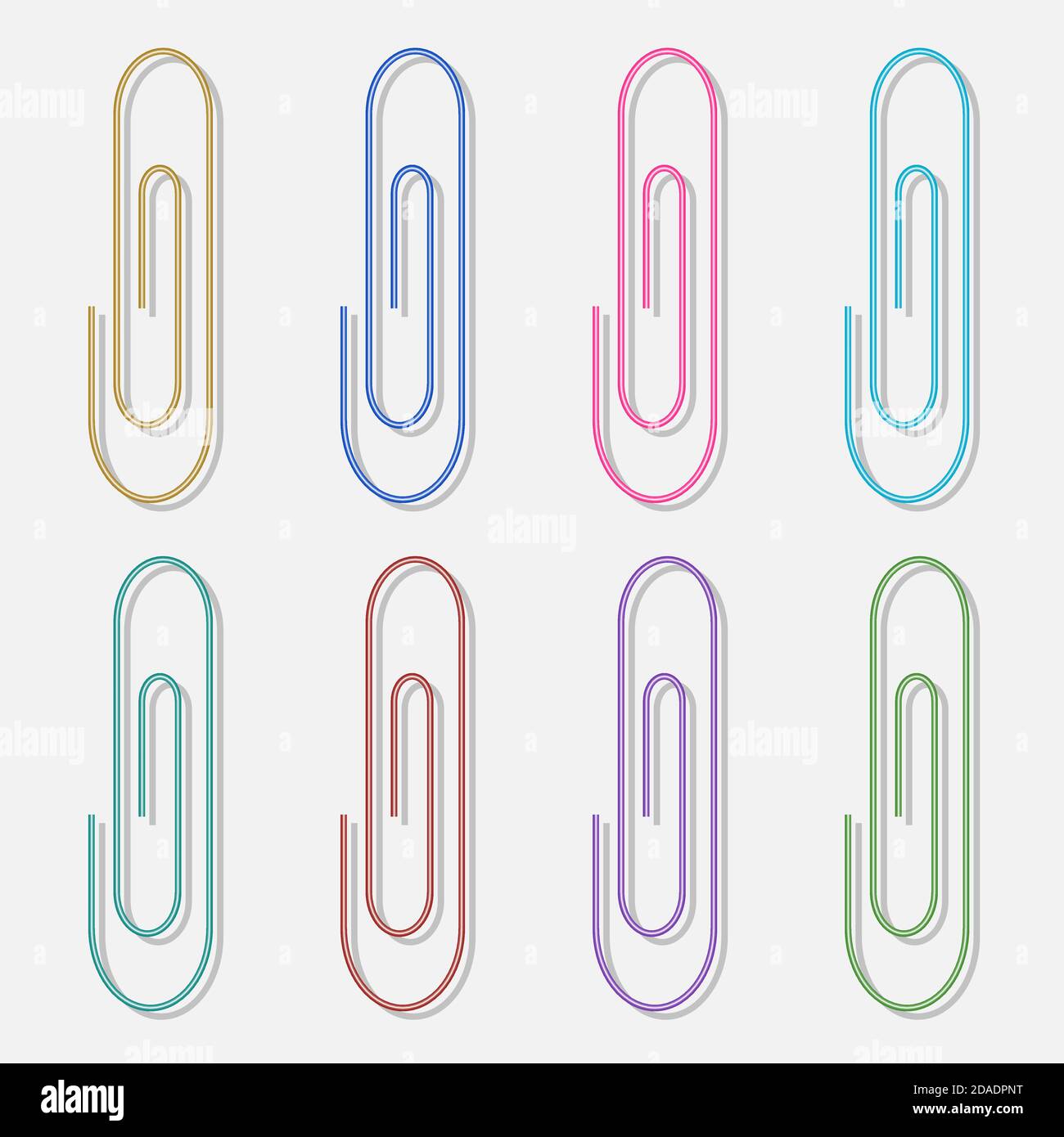 Realistic paper clips. Isolated colored fasteners, school supplies ...