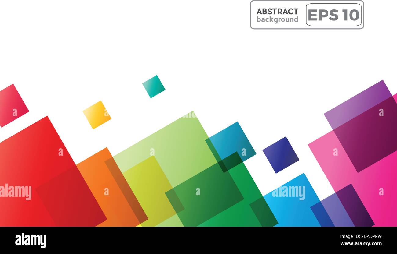 Geometric abstract rainbow squares and pixel, vector background Stock ...