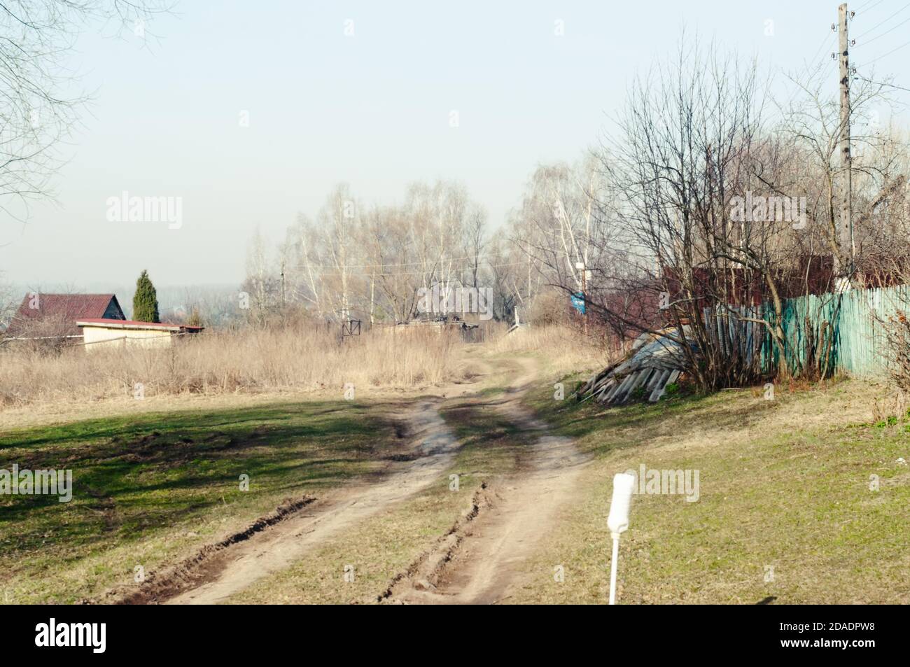 wooden houses in a small village in spring Stock Photo - Alamy