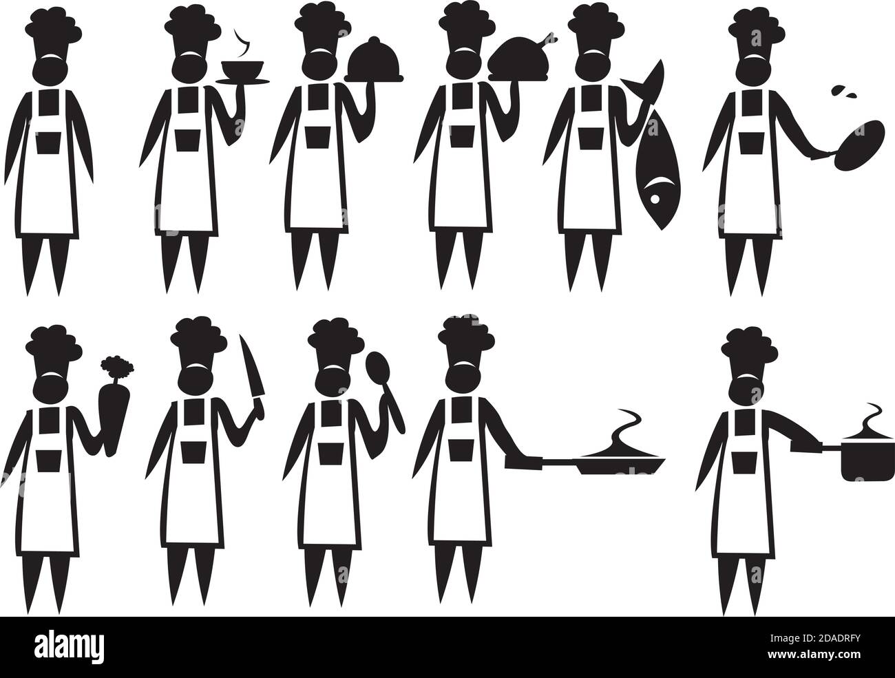 Vector illustration of Chef icons in different working items Stock ...