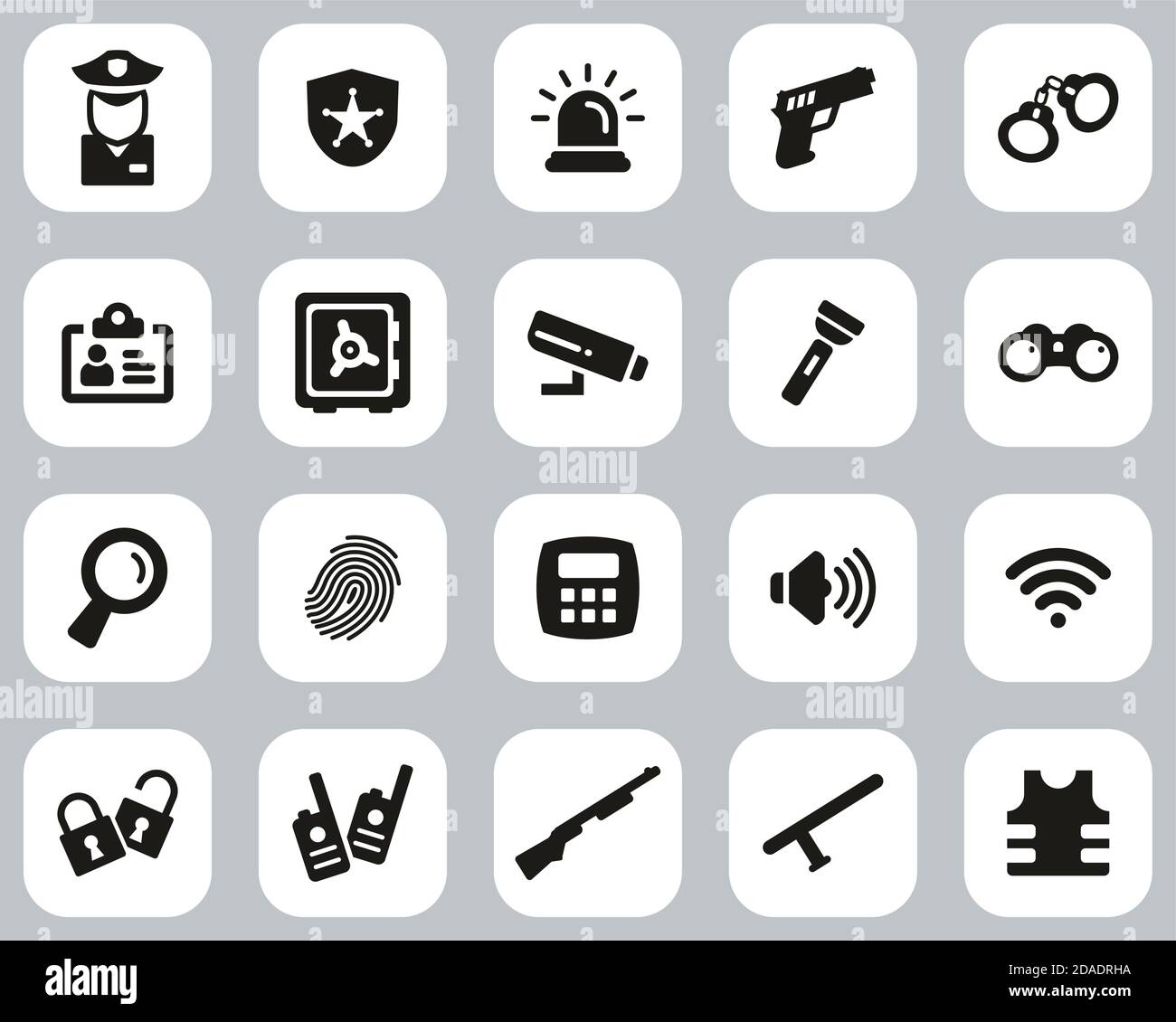 Security System & Equipment Icons Black & White Flat Design Set Big ...