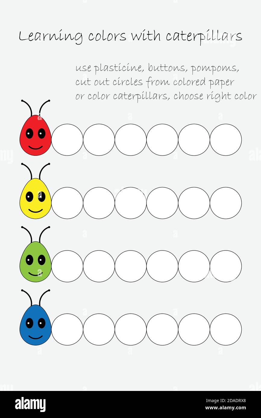 Learning basic colors with caterpillars for children, use plasticine ...