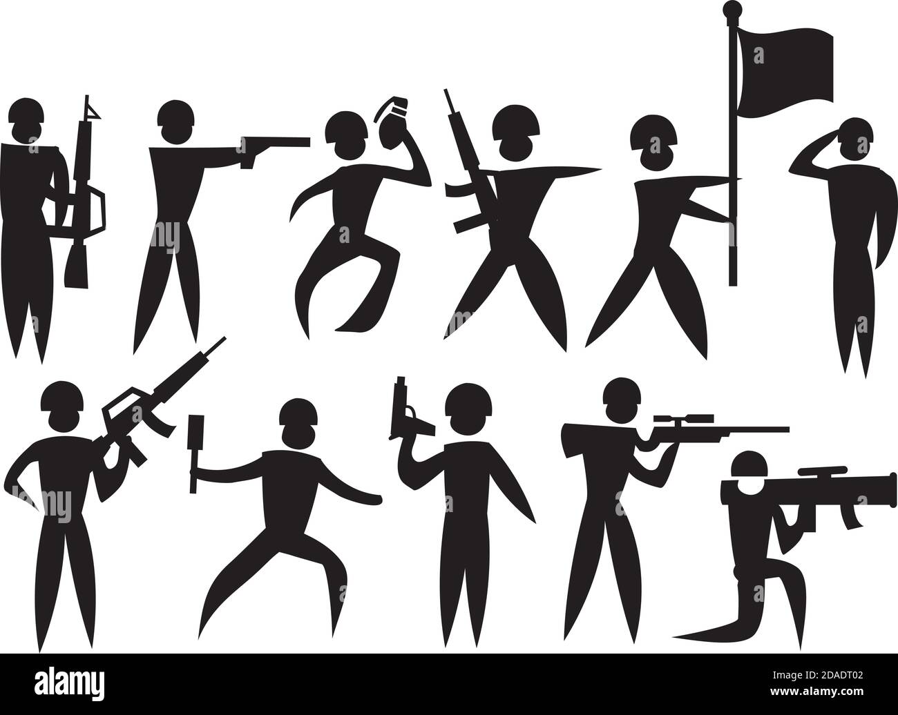 Man Icon of miliary man with weapons, flags and bombs. Vector ...