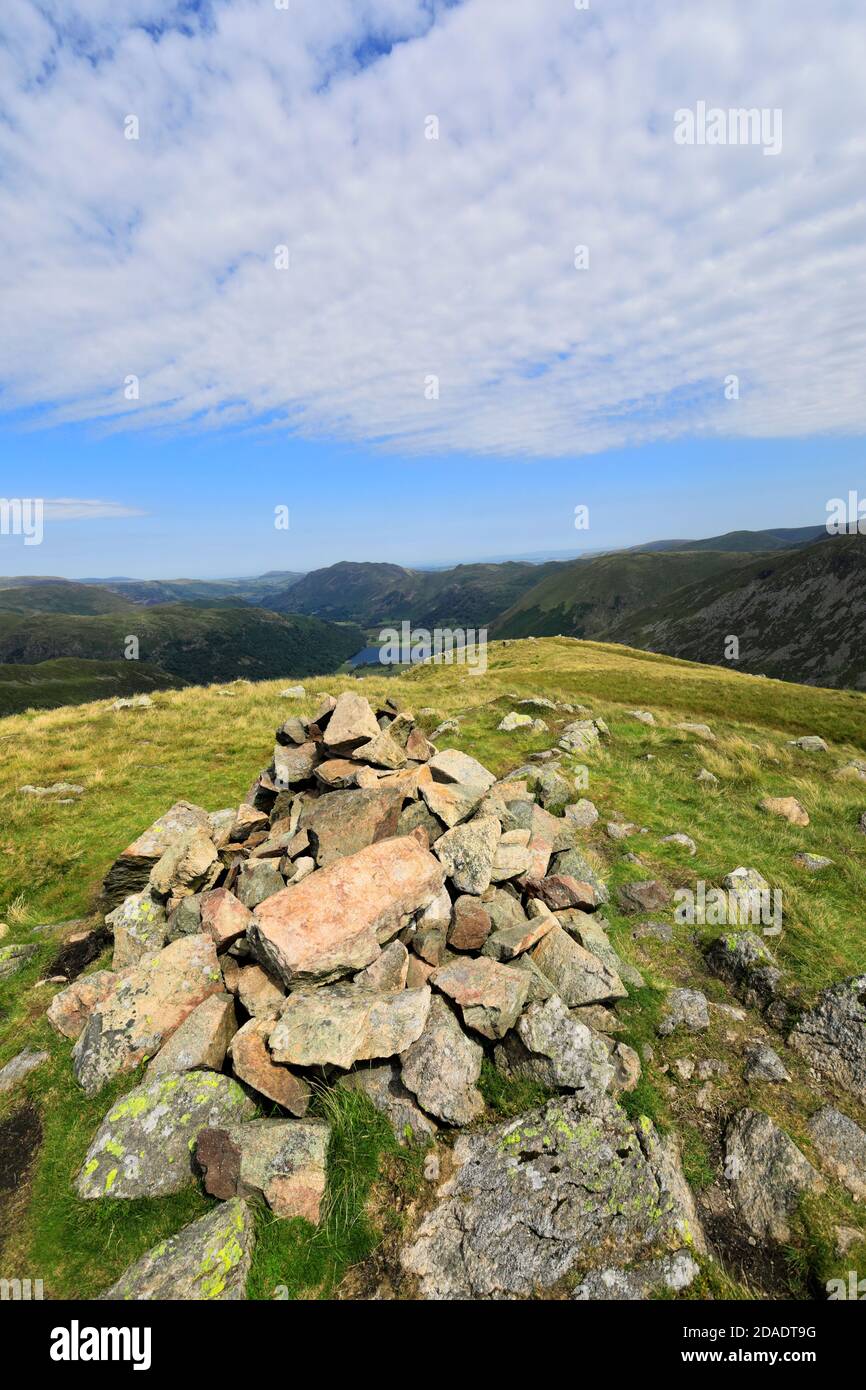 The Summit Cairn of Middle Dodd fell, Hartsop valley, Kirkstone pass ...