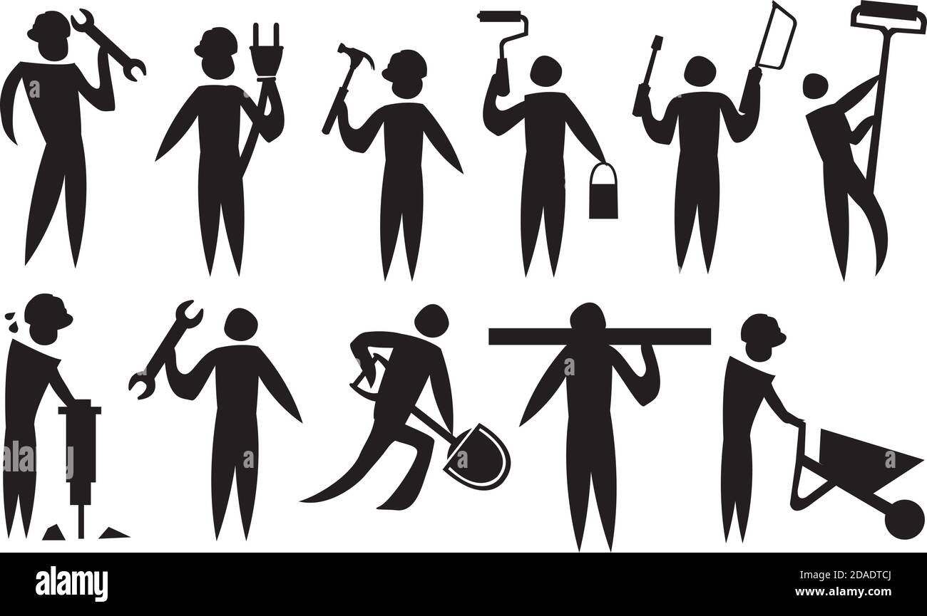 Vector illustration of a labourers doing their construction works Stock ...