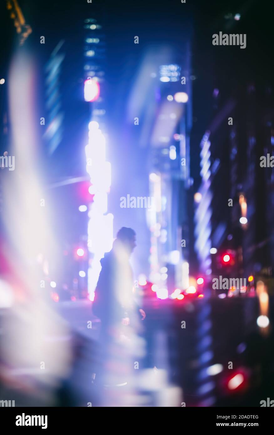 New York City streets at night. Lights and shadows of NYC. Lights of ...