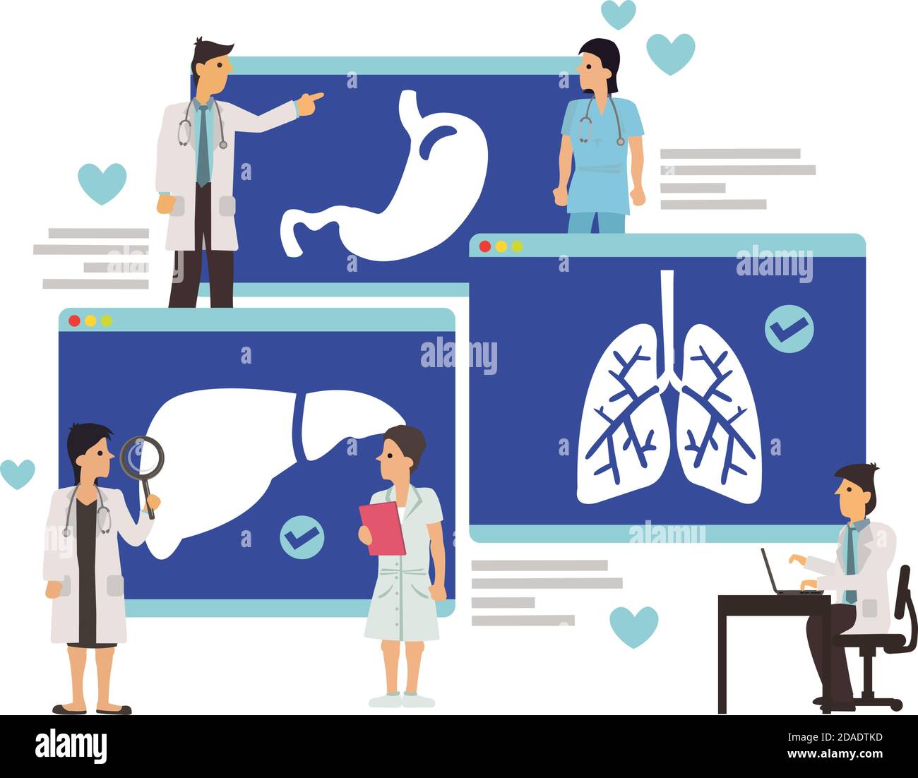 Medicine doctor and staffs in medical network connection with modern ...