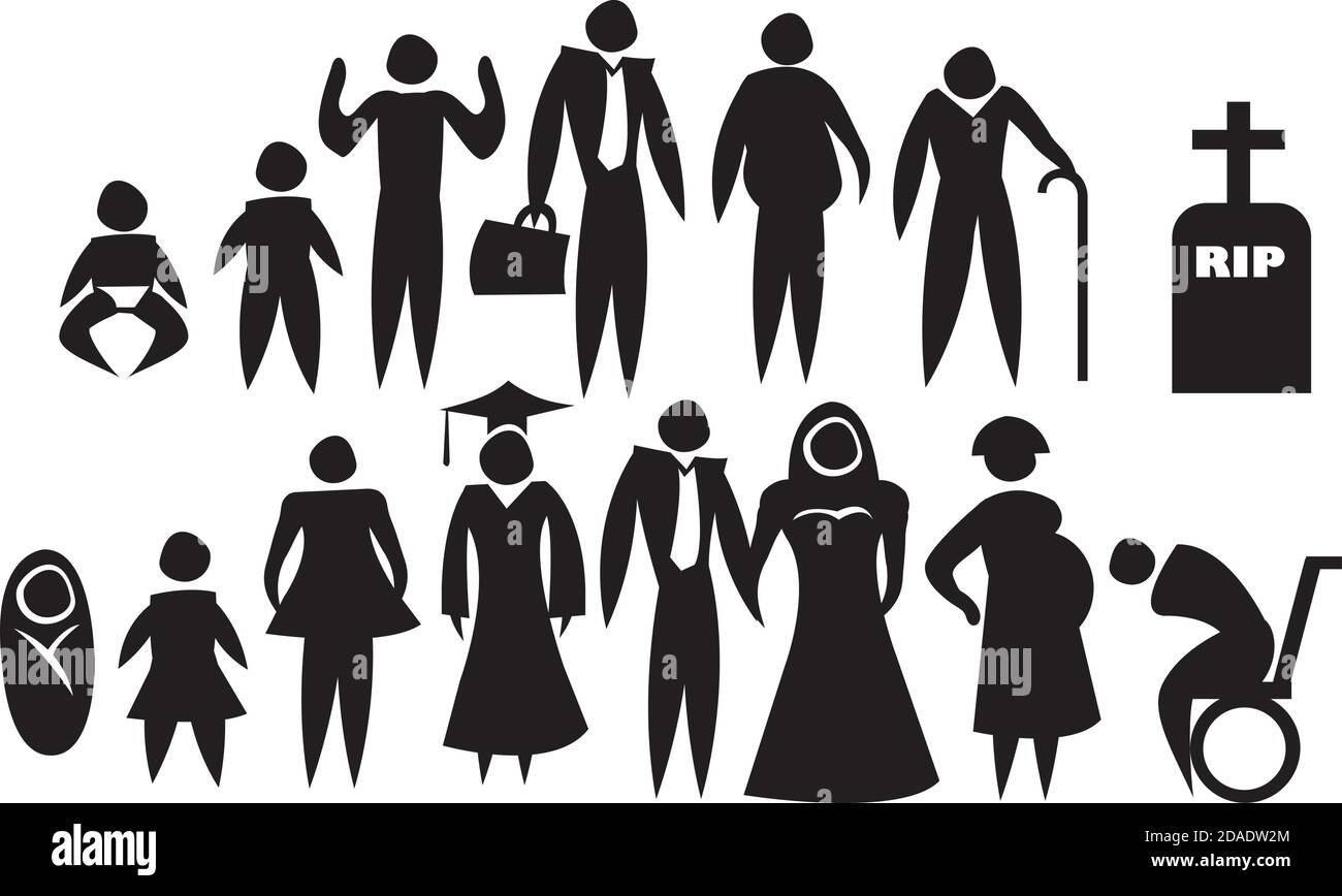 Stages aging young old Cut Out Stock Images & Pictures - Alamy