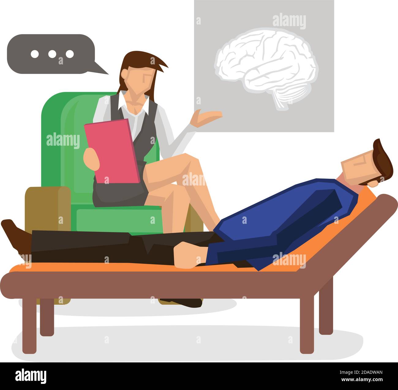 Professional psychologist conducting a consultation. Flat cartoon ...