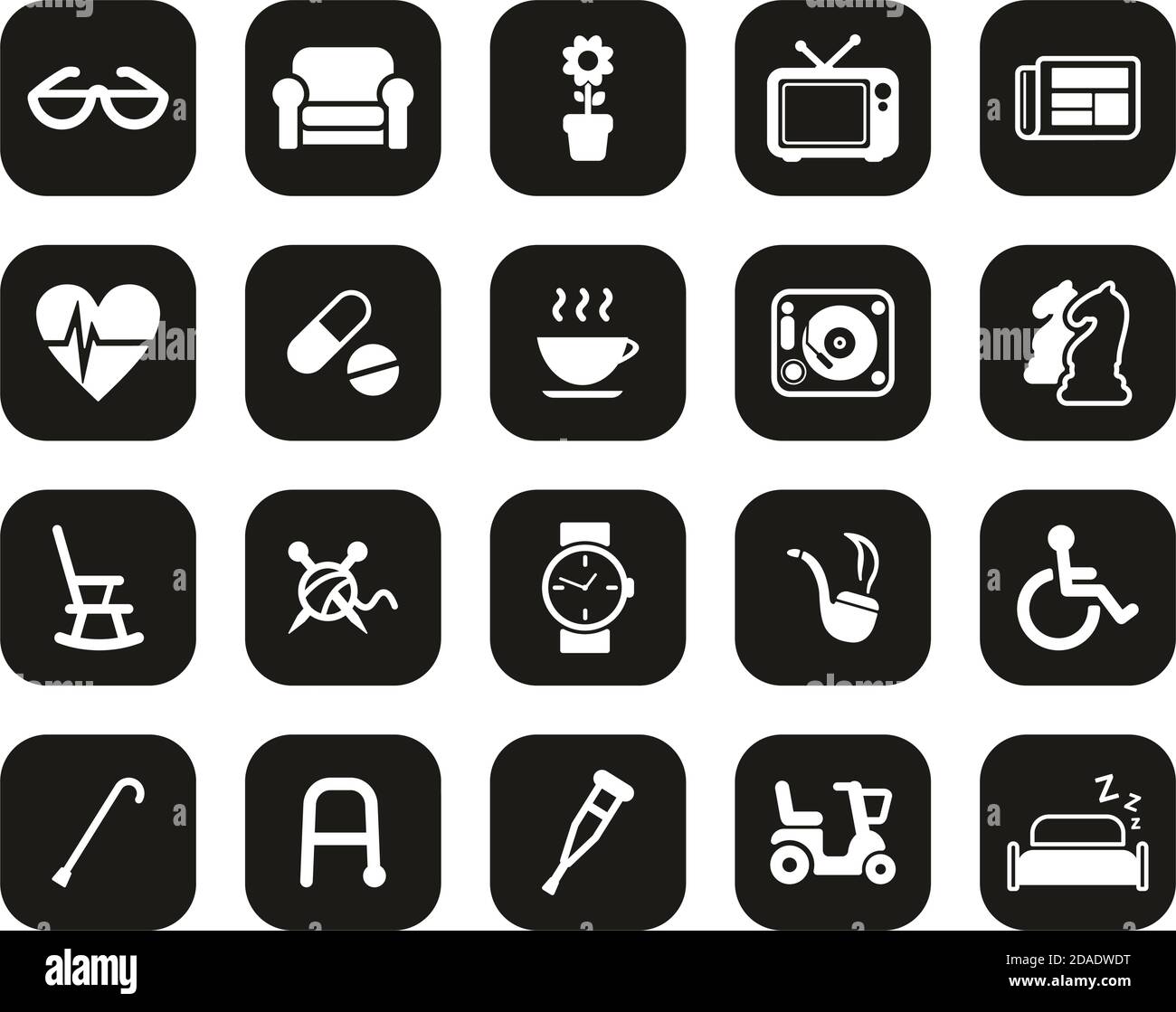 Senior People Icons White On White Flat Design Set Big Stock Vector ...