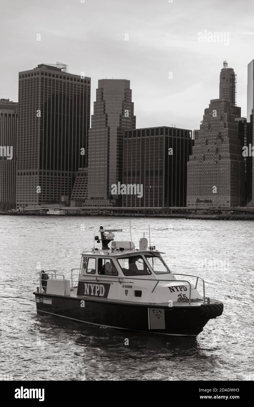 NEW YORK, USA - May 01, 2016: New York City Police Department boat ...