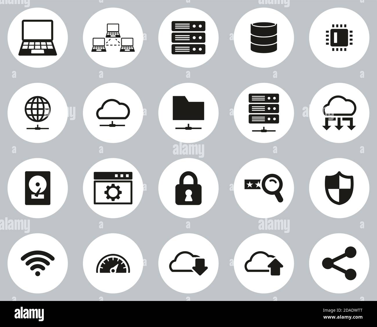 Server & Data Center Icons Black & White Flat Design Circle Set Big Stock Vector Image & Art - Alamy