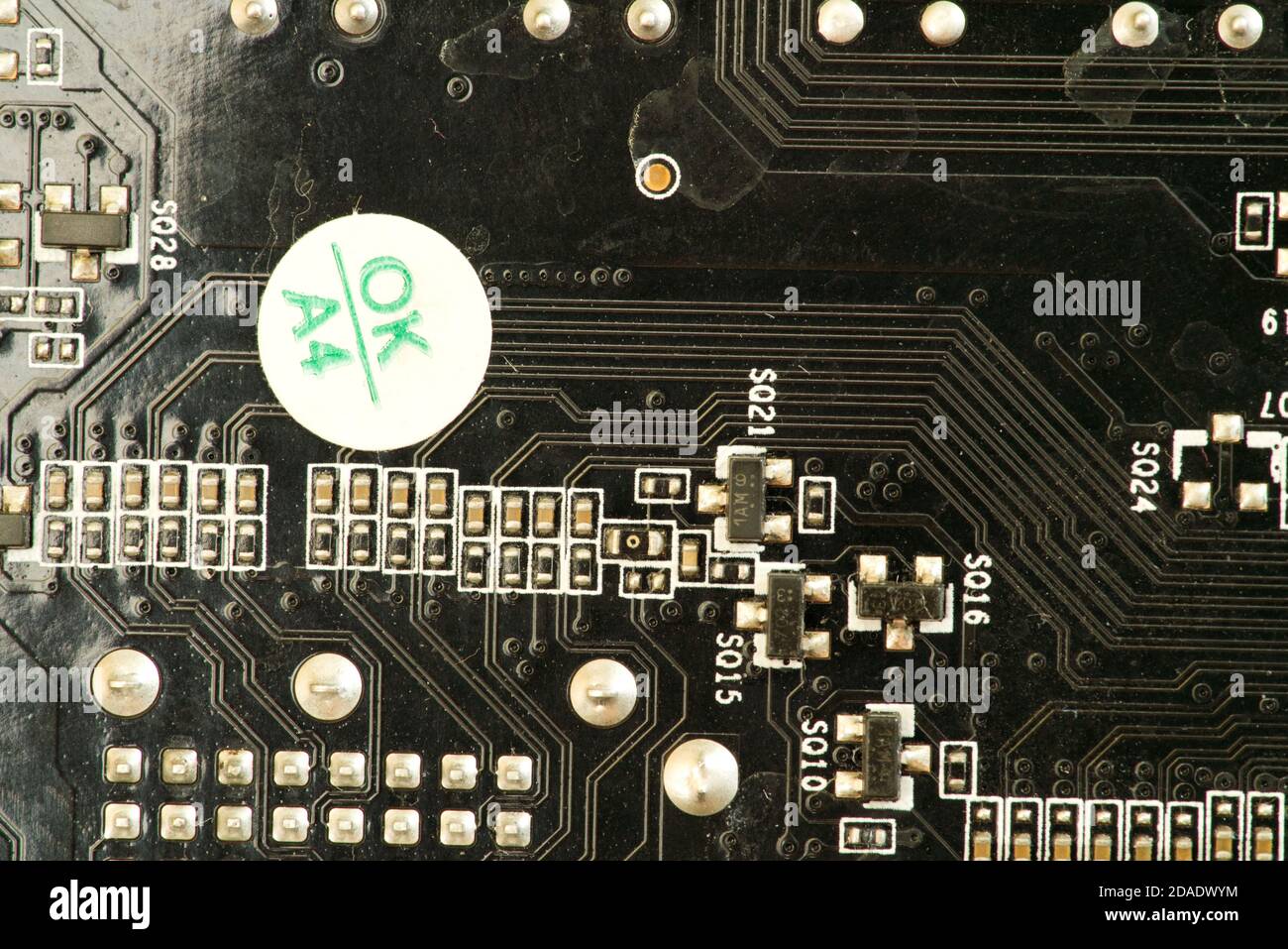 various chips on a textolite video card board for a modern desktop ...