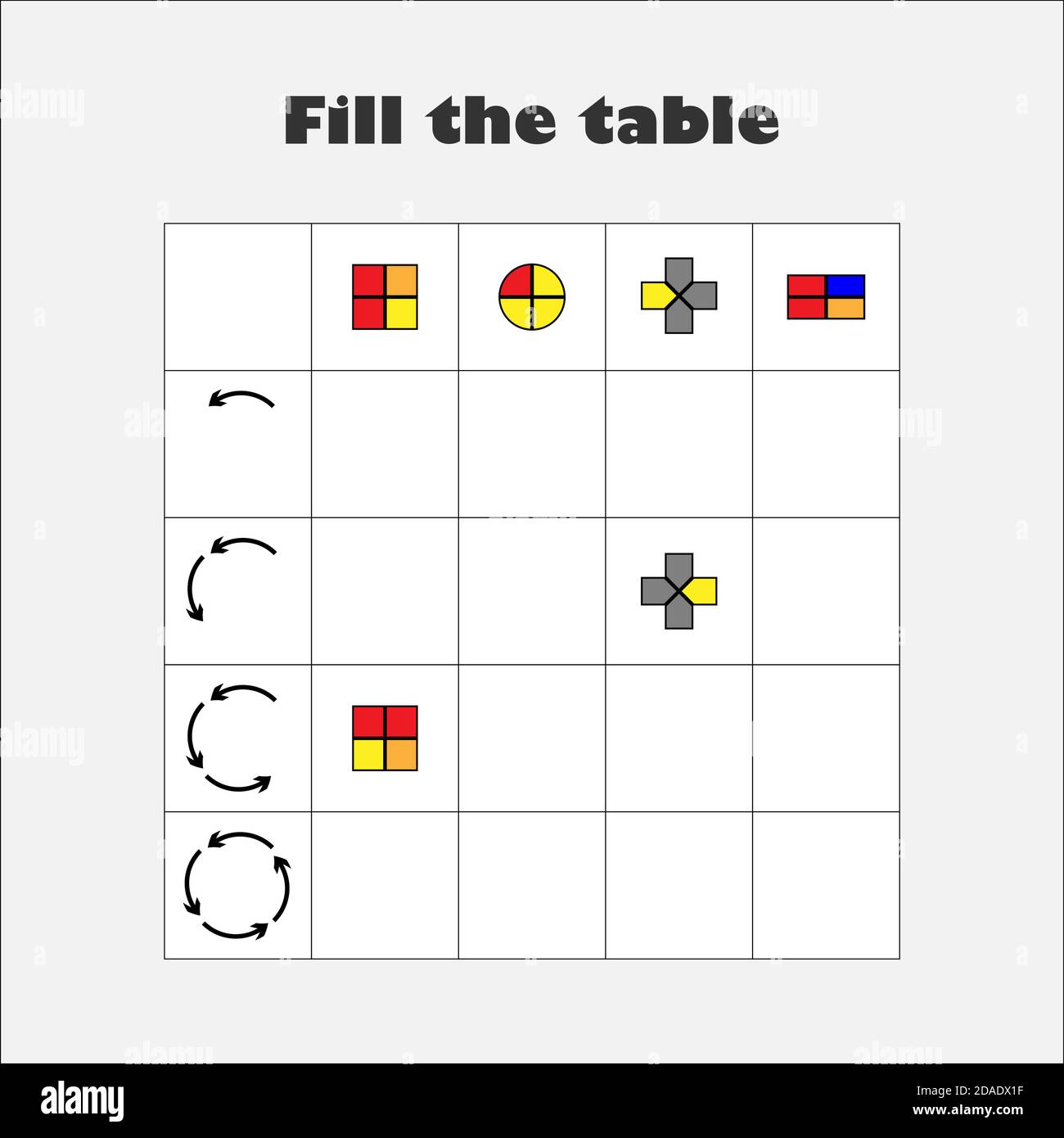 Fill the table with colorful geometric shapes for children, turn the ...