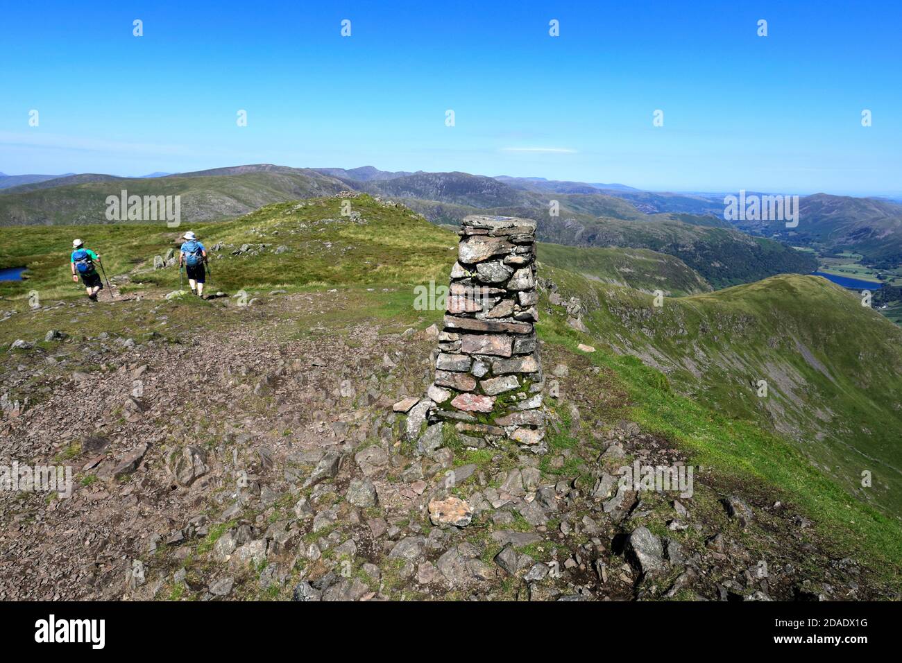 The summit cairn of Red Screes fell, Kirkstone pass, Lake District ...