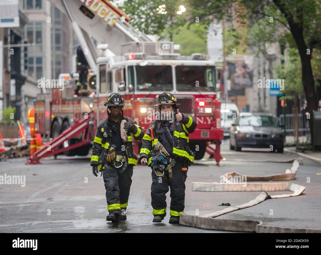 NEW YORK, USA - May 02, 2016: Firefighters of New York City after the ...