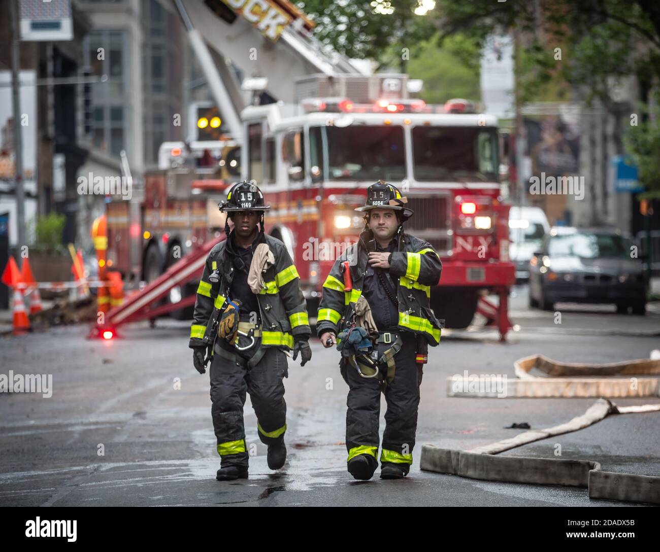 NEW YORK, USA - May 02, 2016: Firefighters of New York City after the ...