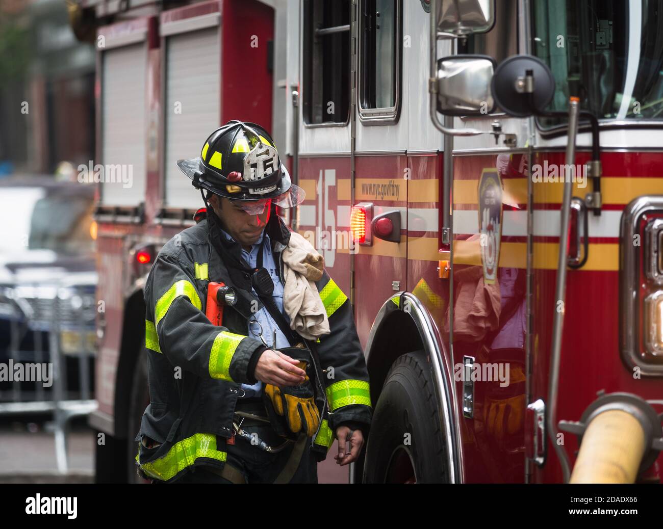 NEW YORK, USA - May 02, 2016: Firefighters of New York City after the ...