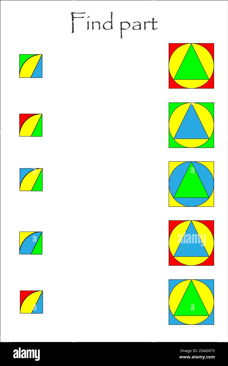 Find the part of different colorful geometric shapes for children, fun ...