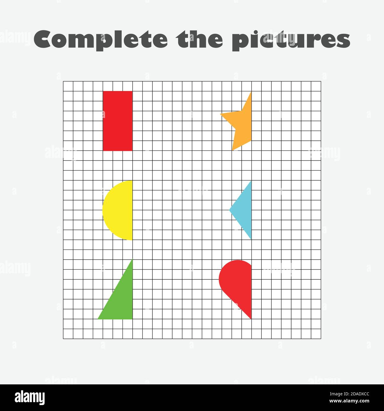 Complete the picture, geometric shapes, drawing skills training ...
