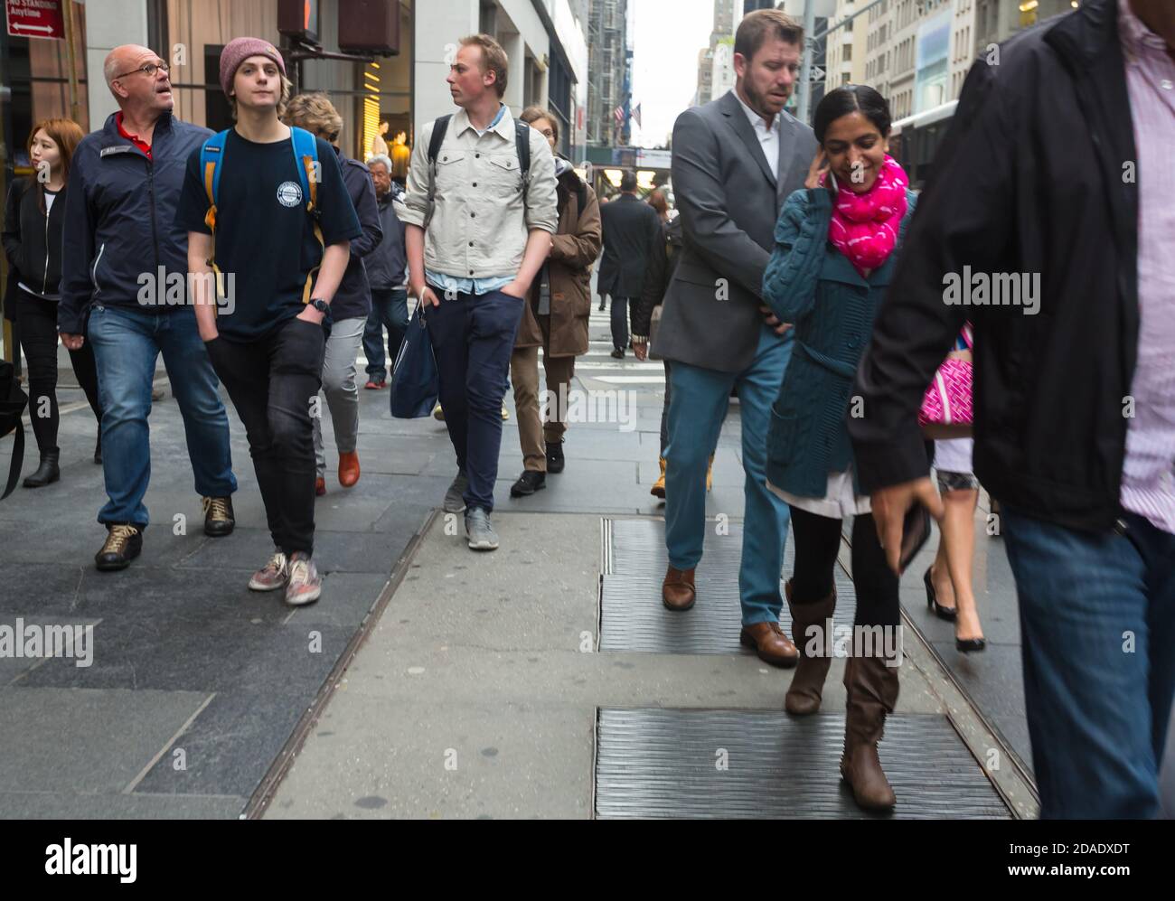 NEW YORK, USA - May 03, 2016: Manhattan street scene. New Yorkers and ...