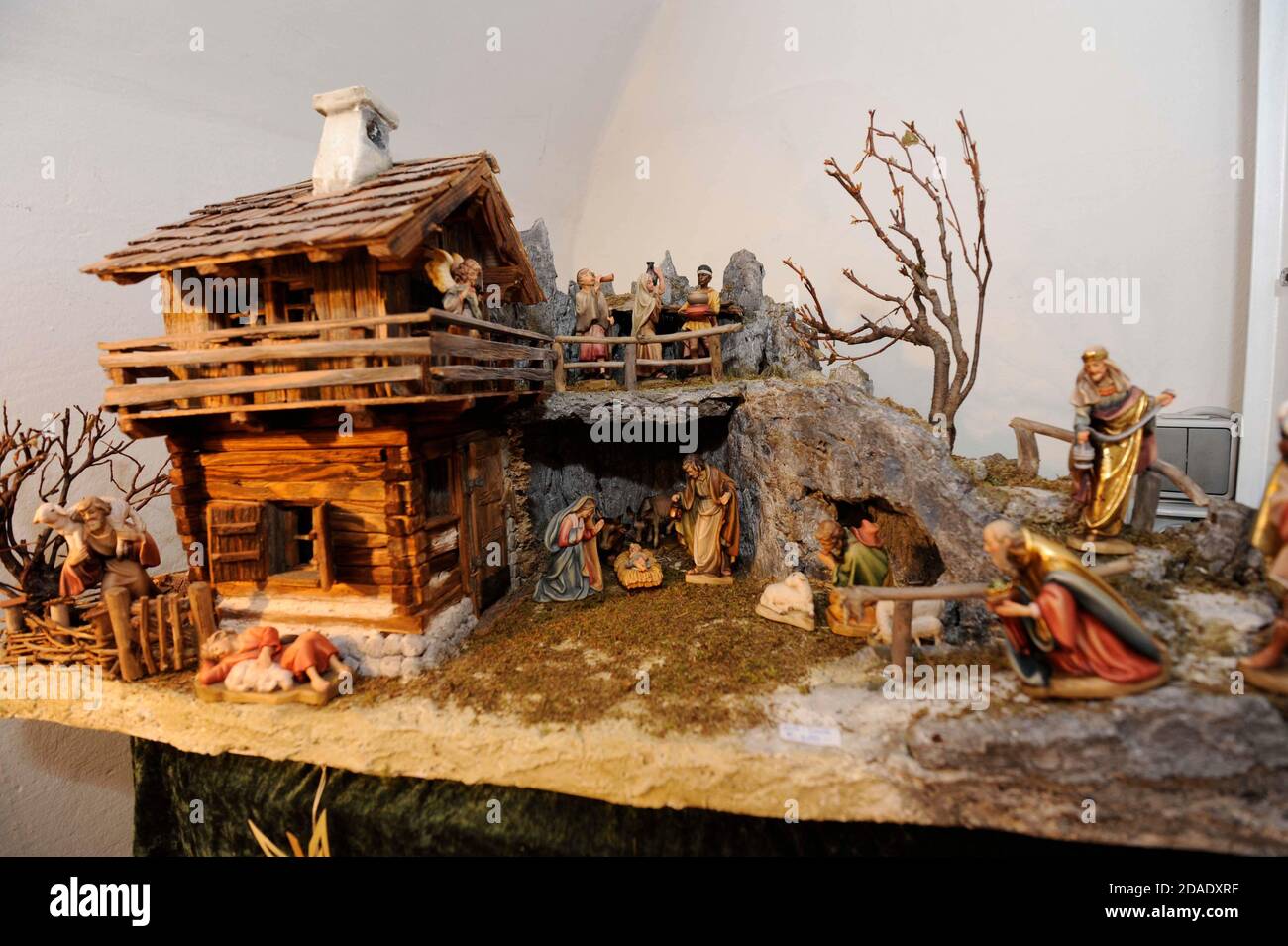 nativity scene in the christmas time, beautiful designed figures and ...