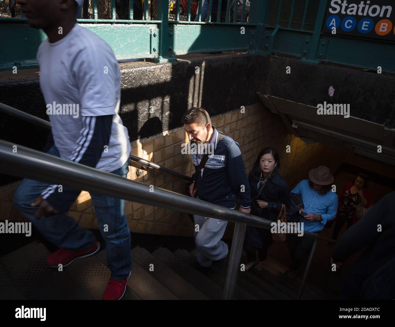 NEW YORK, USA - May 01, 2016: Group of people coming out from New York ...