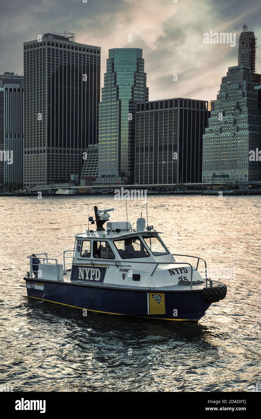NEW YORK, USA - May 01, 2016: New York City Police Department boat ...