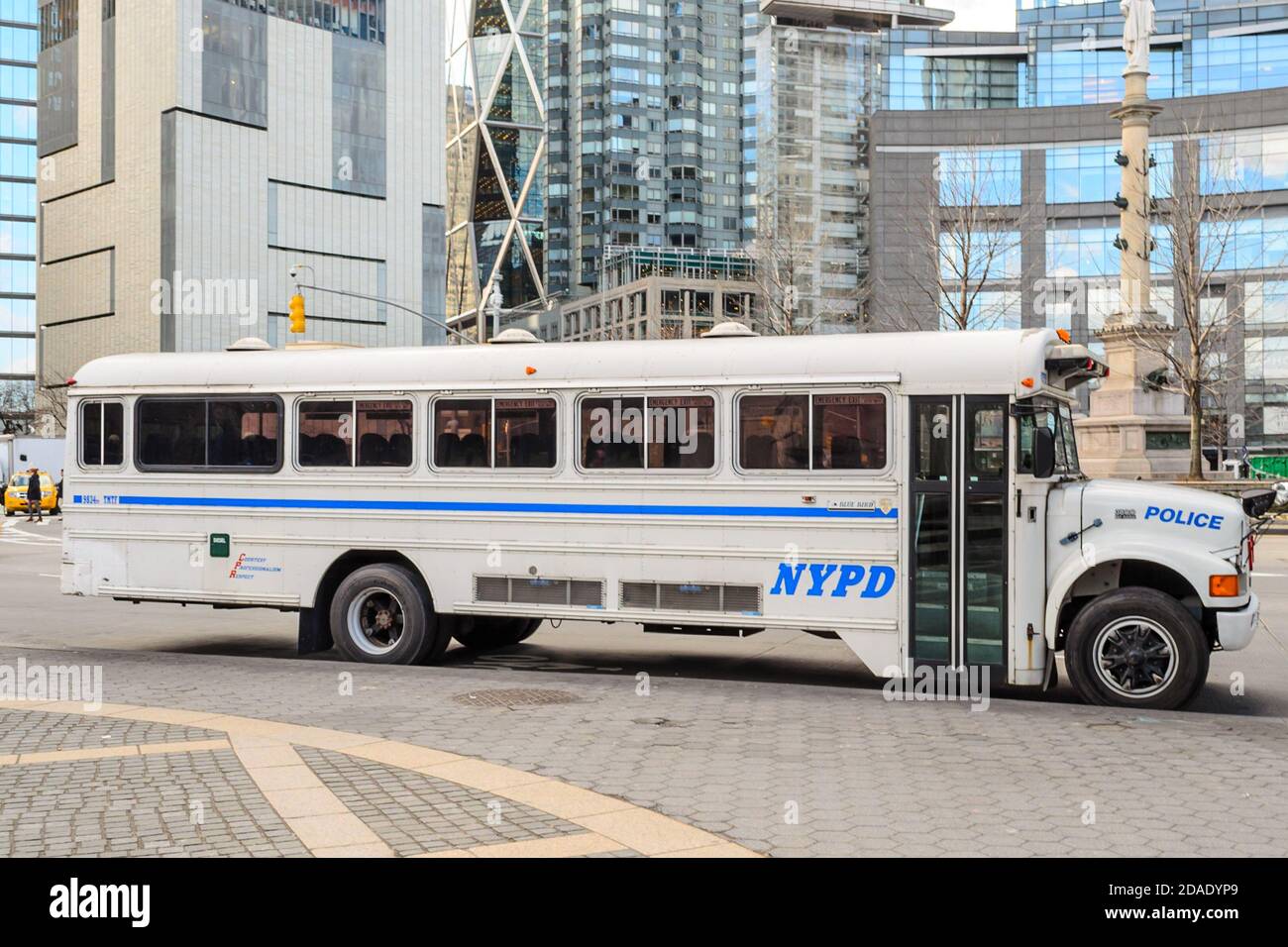 Empty NYC Police Department Bus Parked in Midtown Manhattan Stock Photo ...