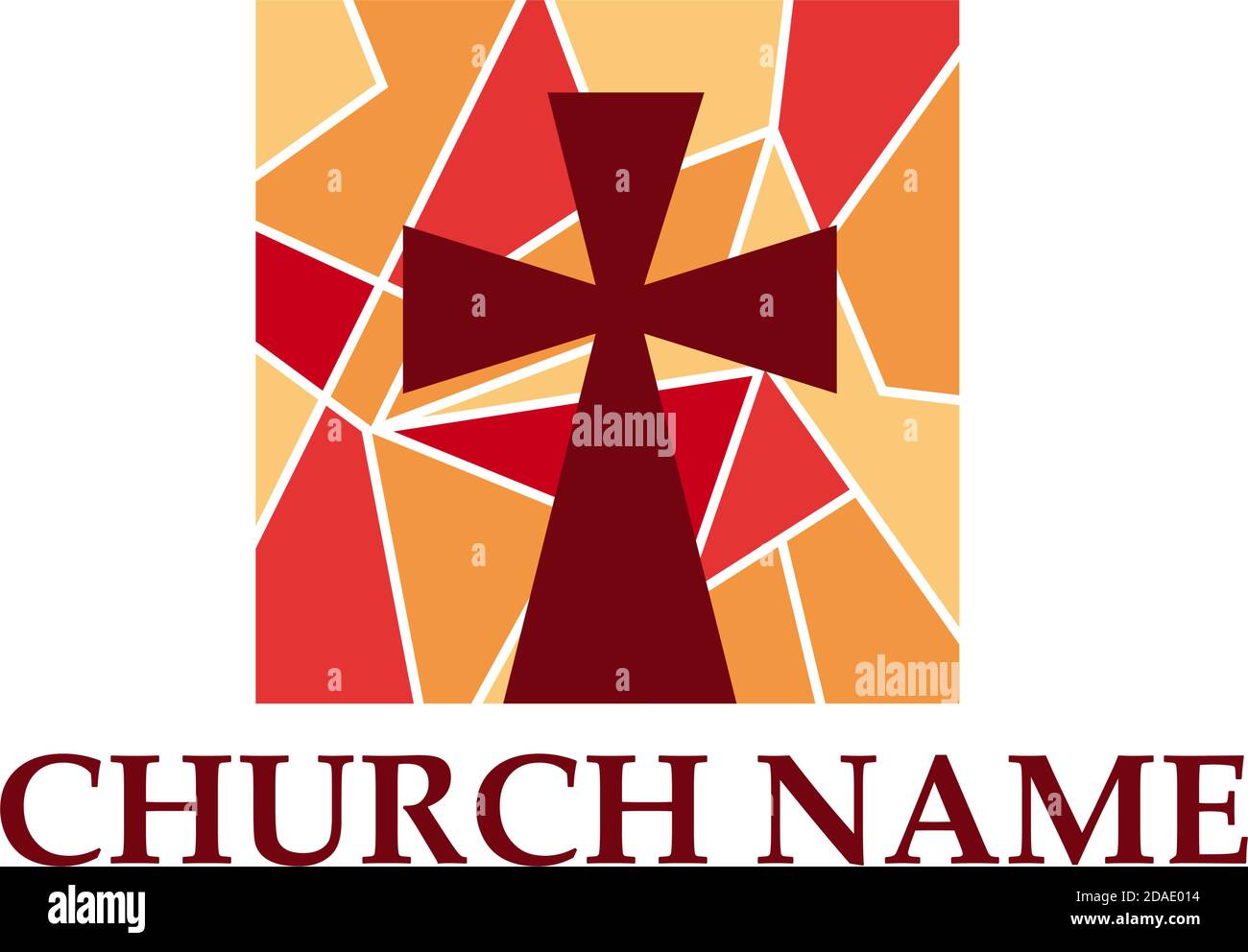 Vector sign cross on a stained glass window with mosaic Stock Vector ...