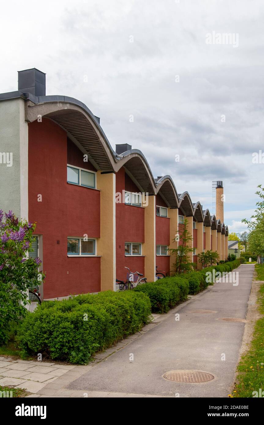Terrace houses in Gyttorp by architect Ralph Erskine Stock Photo - Alamy