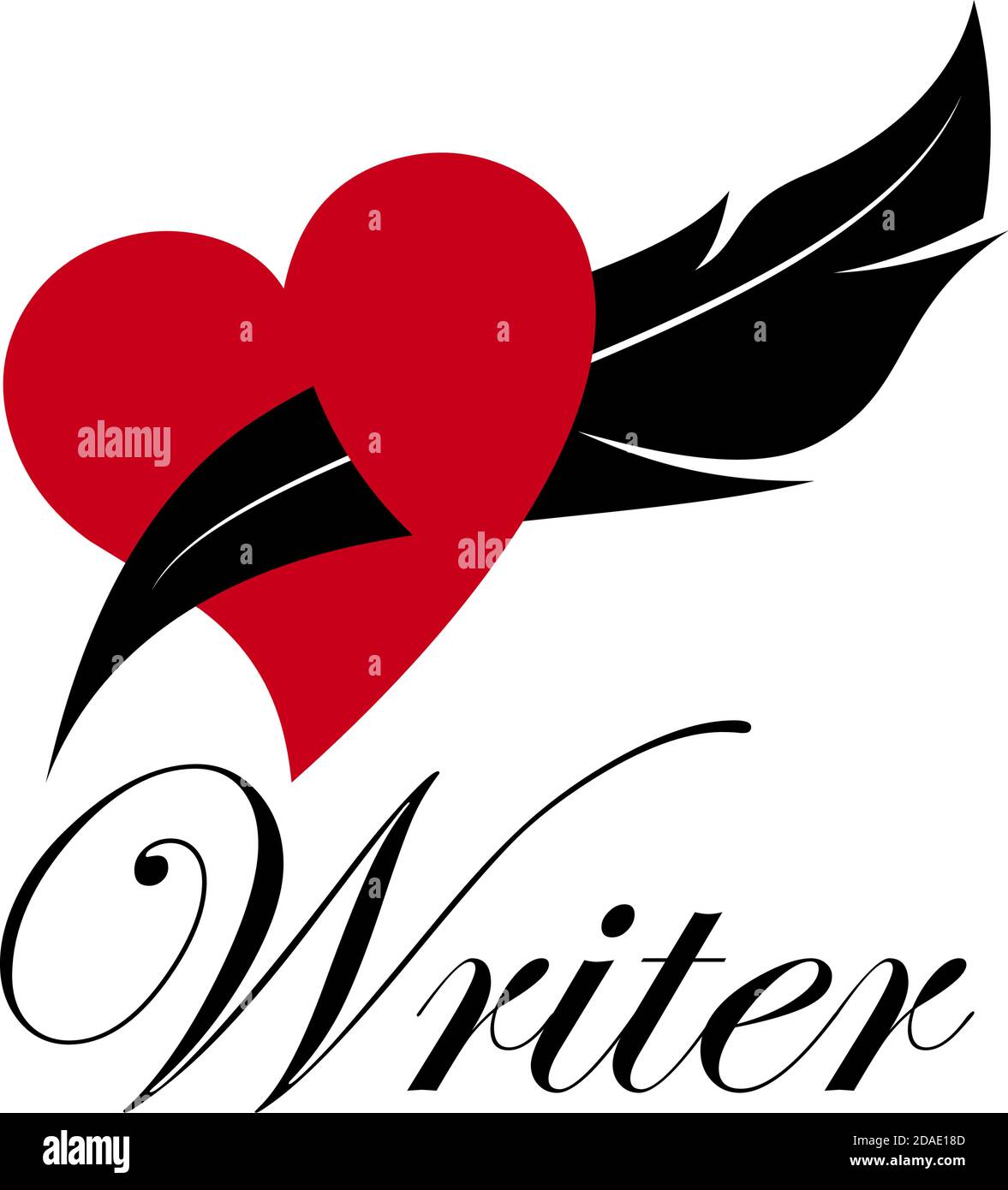 Vector Sign Writer Inkwell In A Heart Love Story Stock Vector Image
