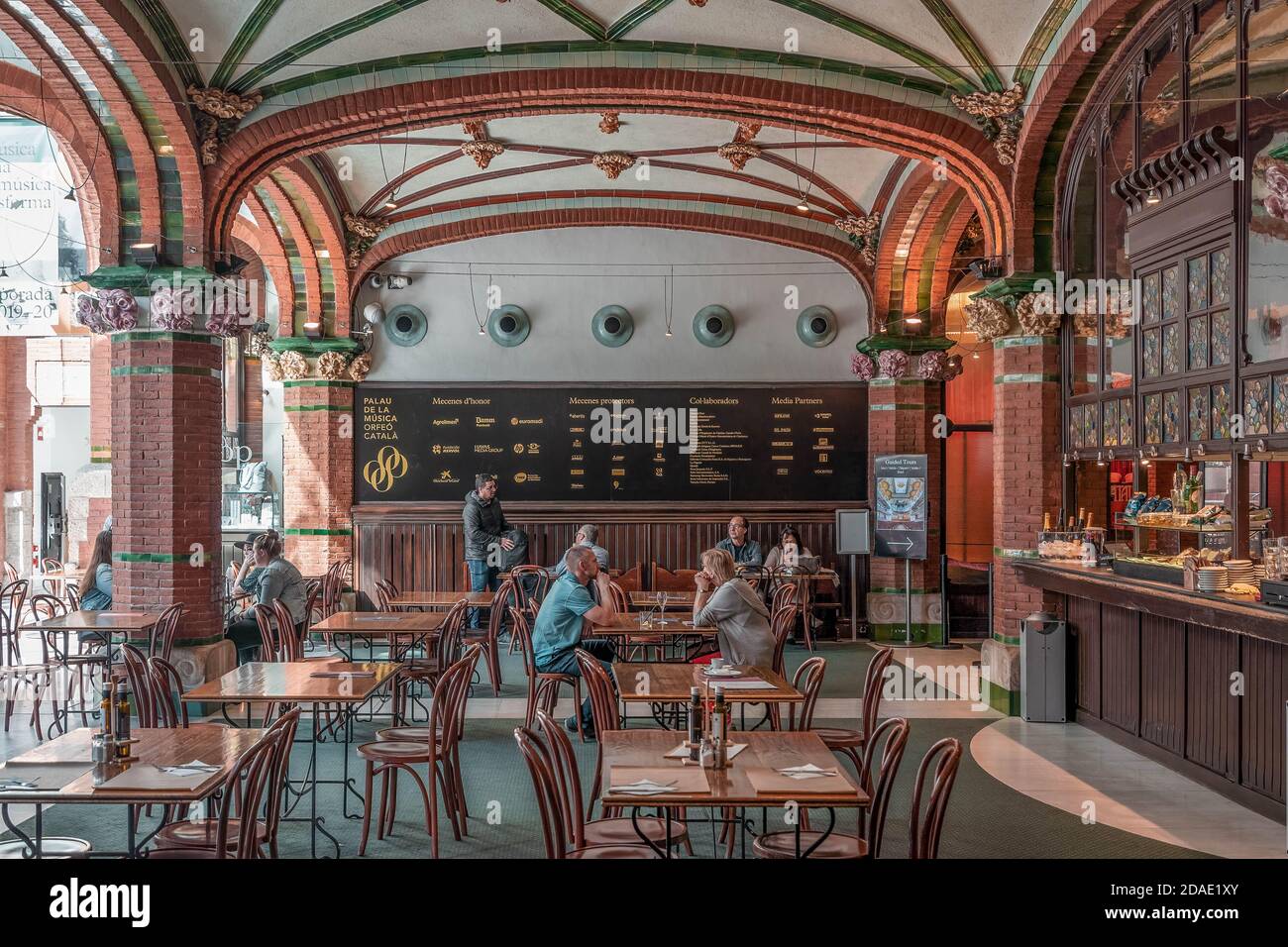 Barcelona, Spain - Feb 24, 2020: Retaurant dining hall inside Catalonia ...