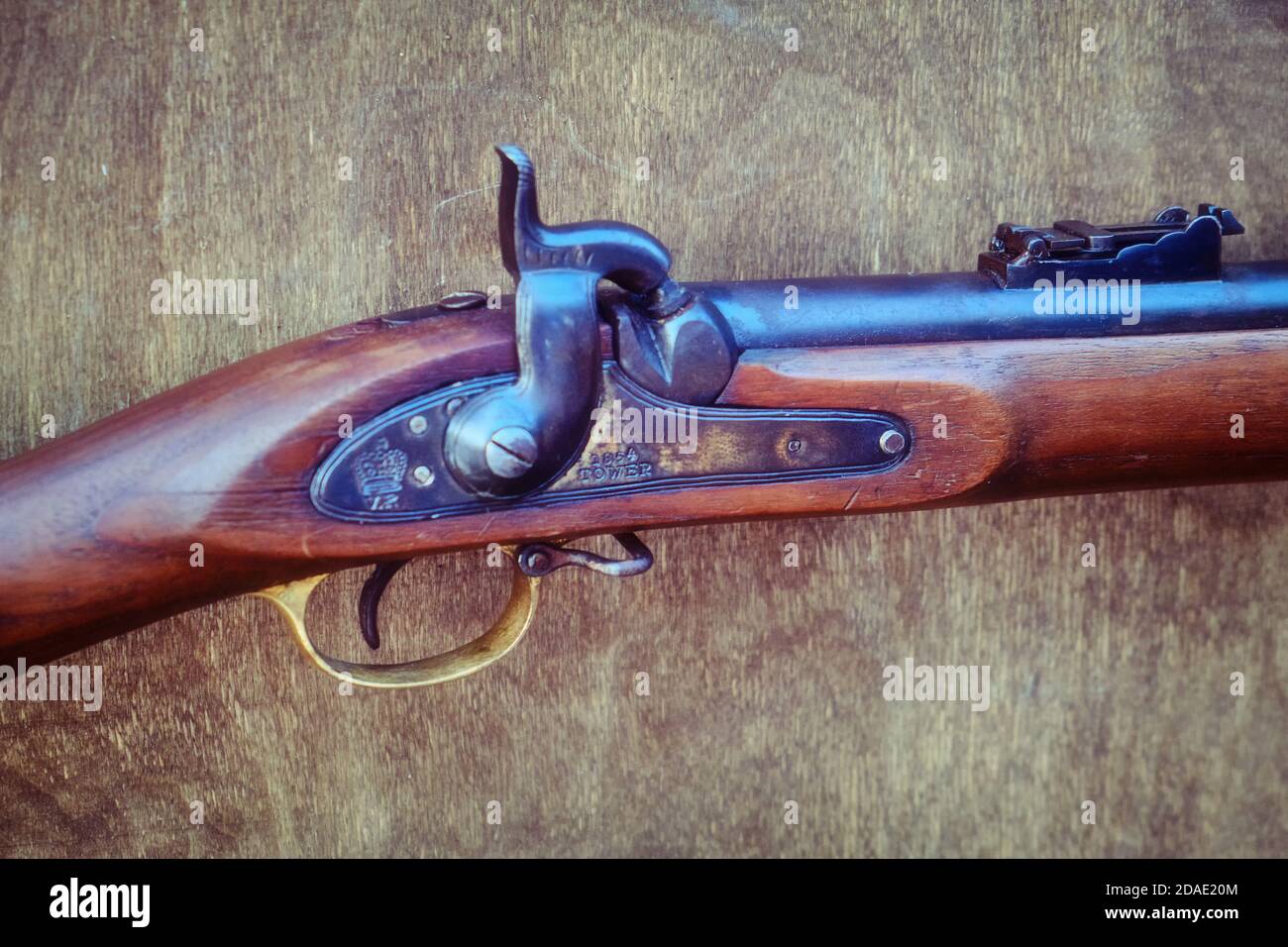 Retro American shock rifle made before the civil war, close-up. U. S ...