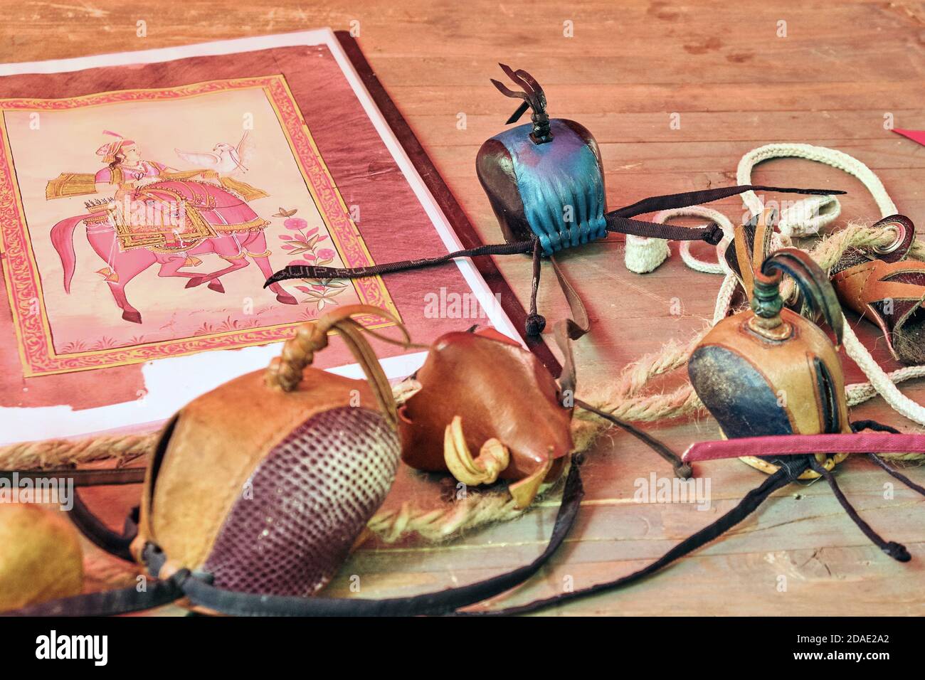 Attributes of vintage falconry - hood, vabilo, shrouds. Masks and other ...