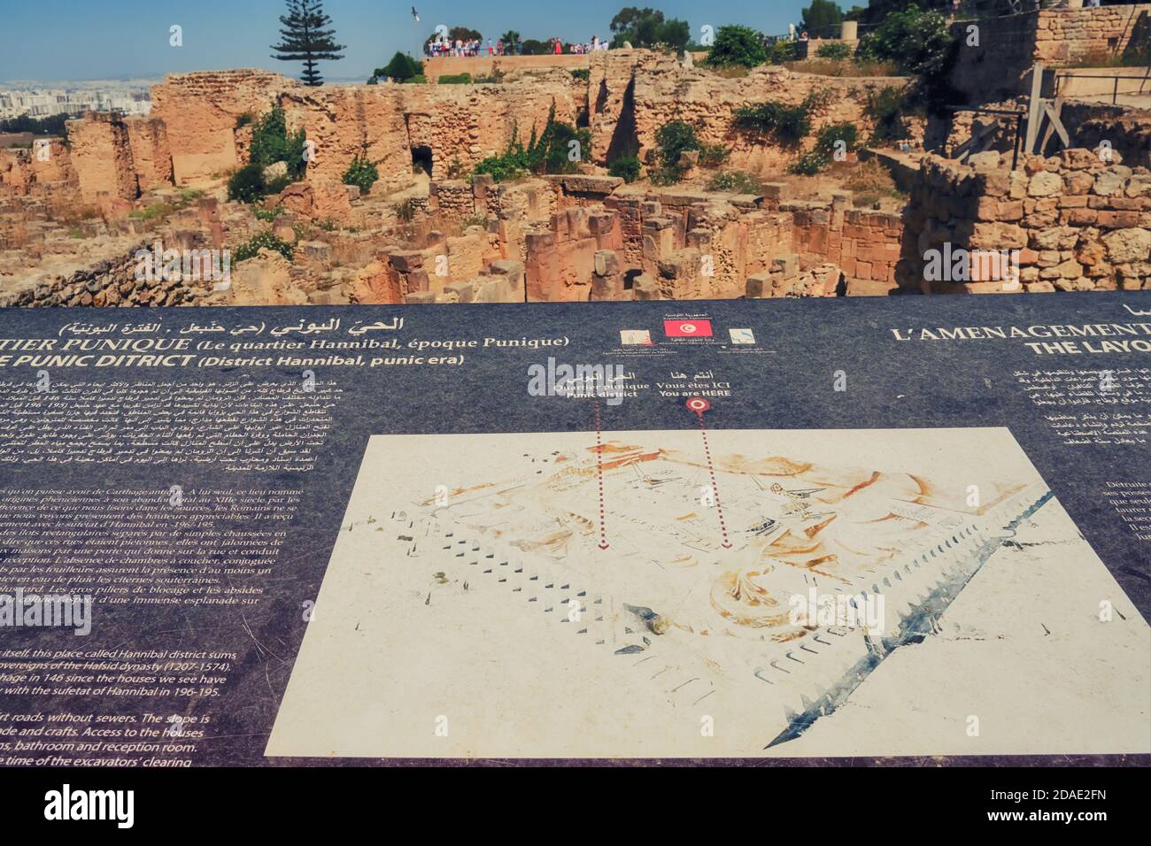 The layout of the excavation of Carthage, scheme Byrsa hill. Sign with ...