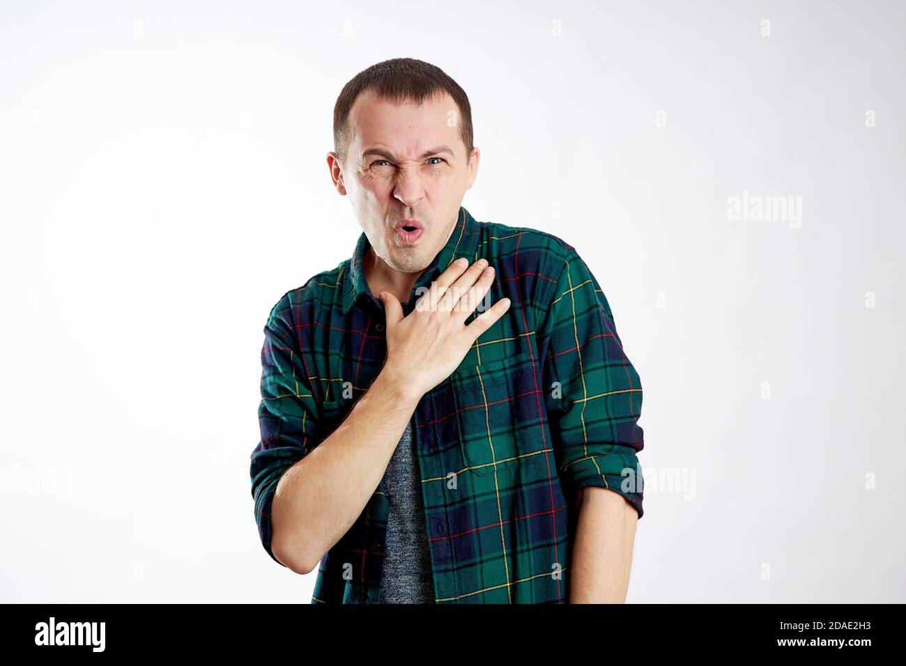 Guy looks surprised, confused. Unexpected emotions, bewilderment and ...