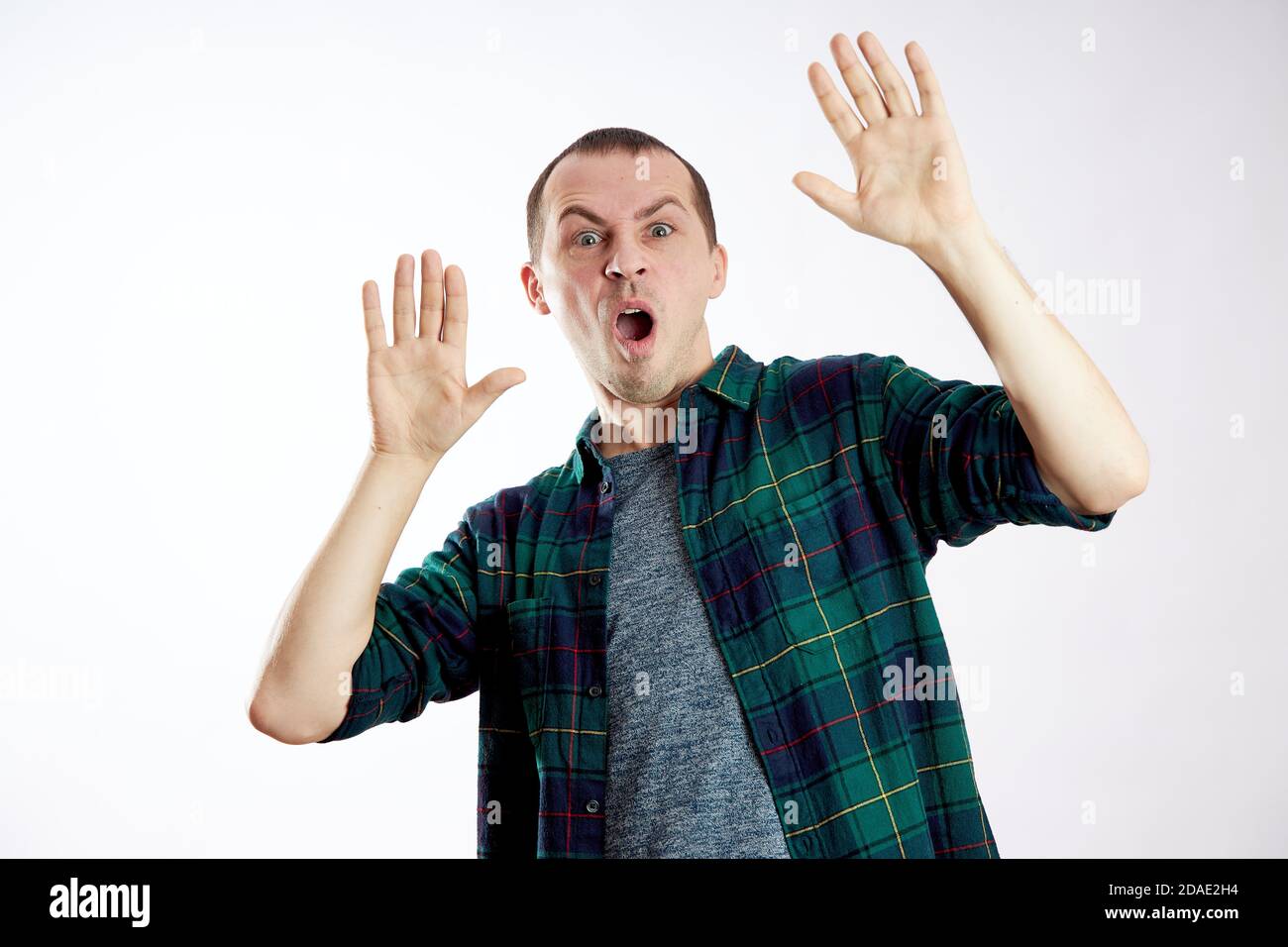 Guy looks surprised, confused. Unexpected emotions, bewilderment and ...