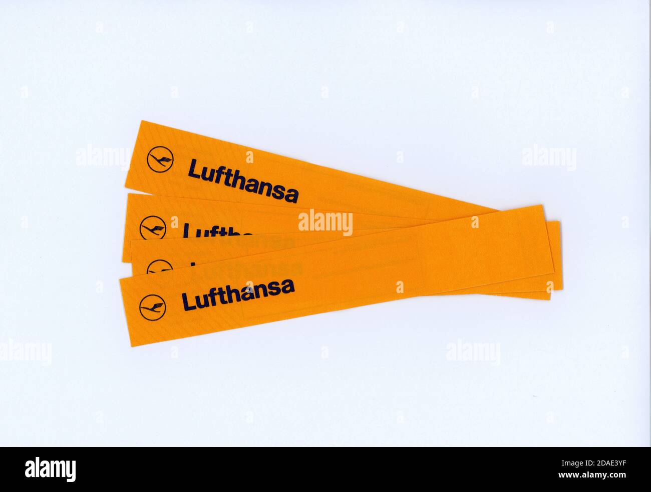 FRANKFURT AM MAIN, GERMANY - CIRCA OCTOBER 2020: Lufthansa luggage tag ...