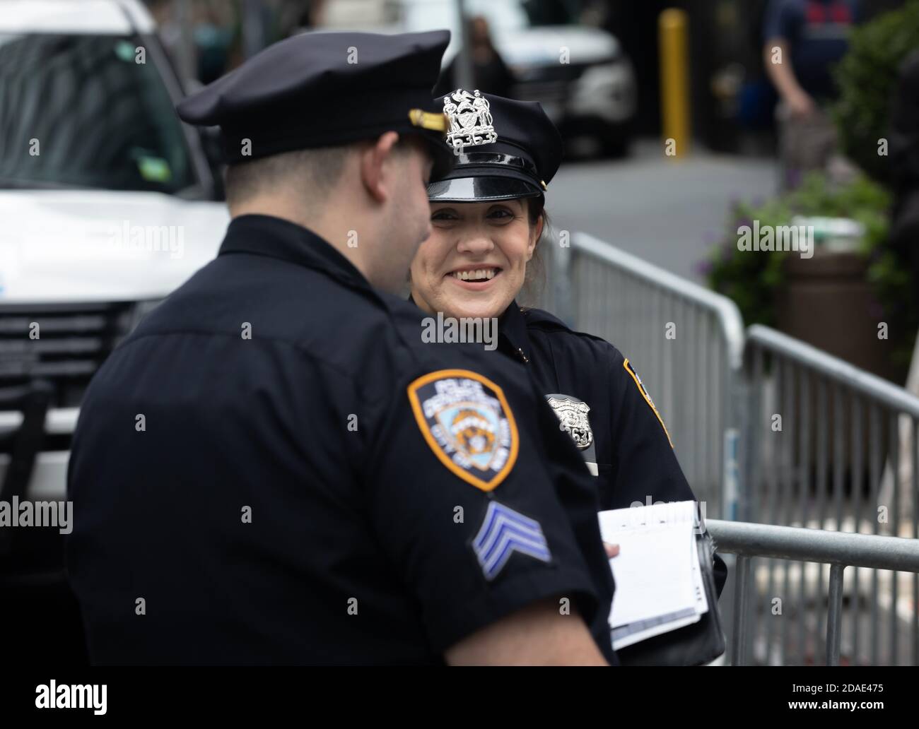 New York, USA - Sep 26, 2018: Police officers performing his duties on ...