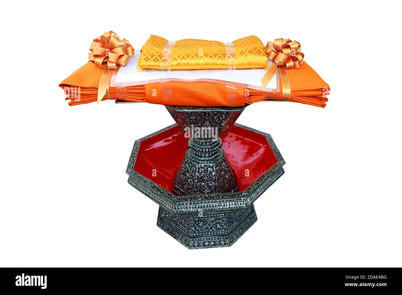 Kathina fabric, Kathina ceremony, Kathina robes to monks, in a carved ...