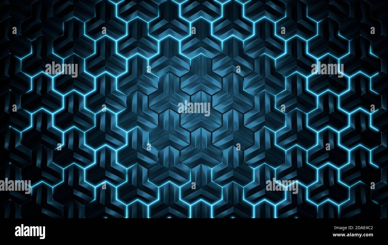 Abstract geometric background. Abstract blue polygon in rays of light ...